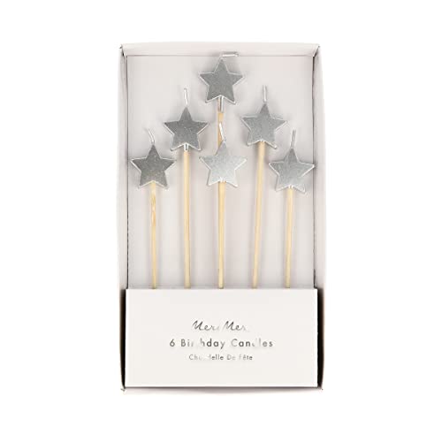 Meri Meri Silver Star Candles (Pack of 6)