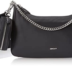 DKNY Sporty Crossbody Caelynn Pouchette Handbags, Black/Silver