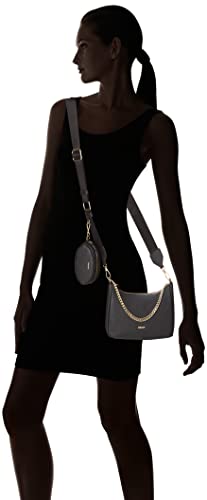 DKNY Women's Casual Caelynn Pouchette Handbags Crossbody, Black/Gold, Medium US