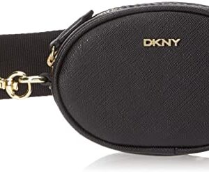 DKNY Women's Casual Caelynn Pouchette Handbags Crossbody, Black/Gold, Medium US