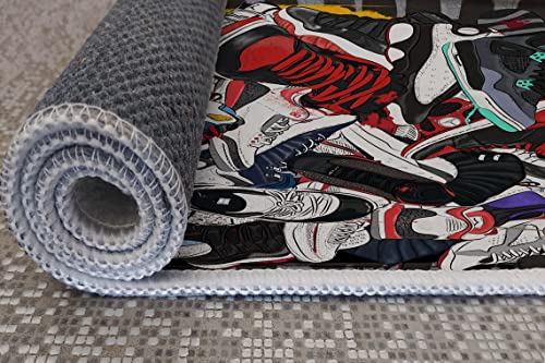 Sneakers Rug, Custom Sneakers, Sneakers, Street Rug,Cool Rug, Rug, Hypebeast Rug, Sport Rug, Sneaker Art, Rug for Living Room pe2 (2.6x4.9 feet - 80x150 cm)