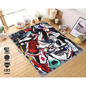 Sneakers Rug, Custom Sneakers, Sneakers, Street Rug,Cool Rug, Rug, Hypebeast Rug, Sport Rug, Sneaker Art, Rug for Living Room pe2 (2.6x4.9 feet - 80x150 cm)