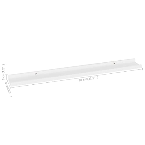 SunshineFace 31 Inch Long Floating Shelves for Wall Mounted, MDF Picture Ledge Floating Shelf Set of 4, Wall Shelves for Bedroom, Living Room, Office, Nursery, Kitchen Storage(White, 31.5"x3.5"x1.2")