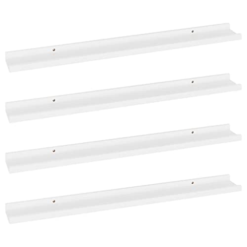 SunshineFace 31 Inch Long Floating Shelves for Wall Mounted, MDF Picture Ledge Floating Shelf Set of 4, Wall Shelves for Bedroom, Living Room, Office, Nursery, Kitchen Storage(White, 31.5"x3.5"x1.2")