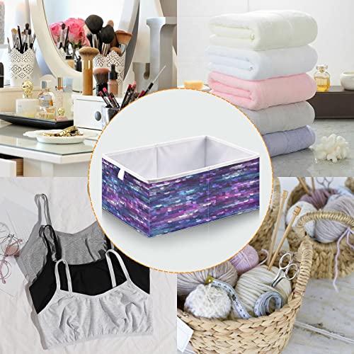 WELLDAY Storage Basket Mermaid Purple Sequins Foldable 11 x 11 x 11 in Cube Storage Bin Home Decor Organizer Storage Baskets Box for Toys, Books, Shelves, Closet, Laundry, Nursery