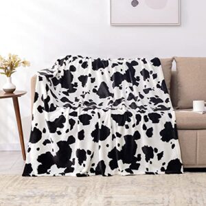 Yaning Cow Print Blanket, Soft Cozy Lightweight Blanket for Kids Adults, Plush Flannel Fleece Throw Blanket for Sofa Couch Bed Decor, Black White, 50x60 inches