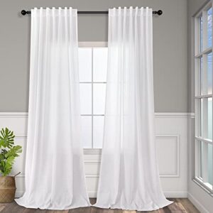 white linen curtains 108 inches long for living room 2 panels set back tab drapes semi sheer cotton textured high ceiling to floor curtains for patio stunning bohemian urban industrial farmhouse 9 ft