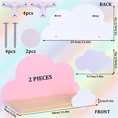 Haomian 2 Pcs Pink Cloud Shelves for Children’s Nursery Or Bedroom,Kids Nursery Room Shelves,Floating Bedroom Baby Book Shelf Storage Shelf, Cloud Floating Wooden Shelf Wall Decoration