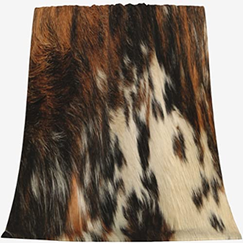 Animal Skin Cow Fur Throw Blanket All Season Brown Black Flannal Plush Warm Animal Skin Blankets Lightweight Soft Fuzzy Throws Blanket for Bed Sofa Couch Travel 60"x50"