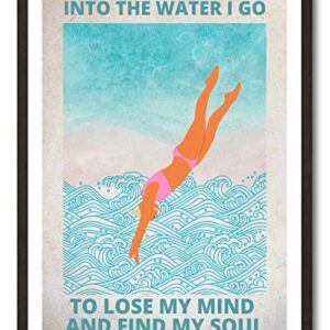 Roxbury Row Beach Room Decor | Woman Diving - Beach Wall Decor, Beach Wall Art, Beach House Decor, Beach House Poster, | Summer Gifts for Women, Beach Gifts for Women (12x16 Unframed)