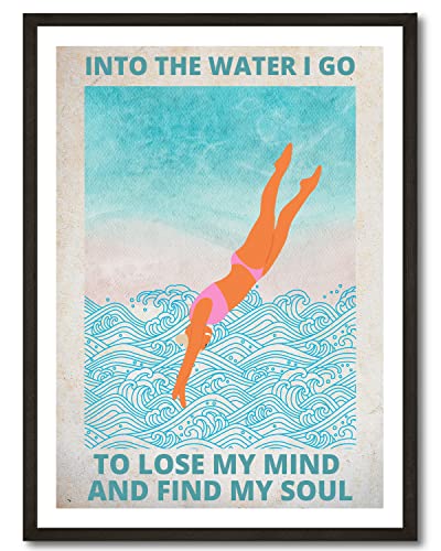 Roxbury Row Beach Room Decor | Woman Diving - Beach Wall Decor, Beach Wall Art, Beach House Decor, Beach House Poster, | Summer Gifts for Women, Beach Gifts for Women (12x16 Unframed)