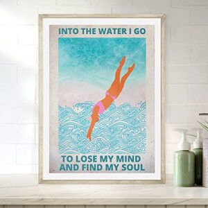 Roxbury Row Beach Room Decor | Woman Diving - Beach Wall Decor, Beach Wall Art, Beach House Decor, Beach House Poster, | Summer Gifts for Women, Beach Gifts for Women (12x16 Unframed)