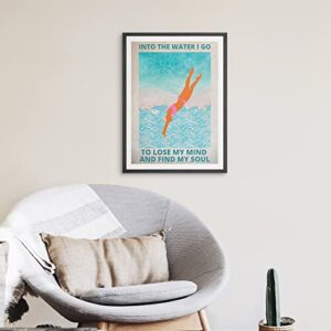 Roxbury Row Beach Room Decor | Woman Diving - Beach Wall Decor, Beach Wall Art, Beach House Decor, Beach House Poster, | Summer Gifts for Women, Beach Gifts for Women (12x16 Unframed)