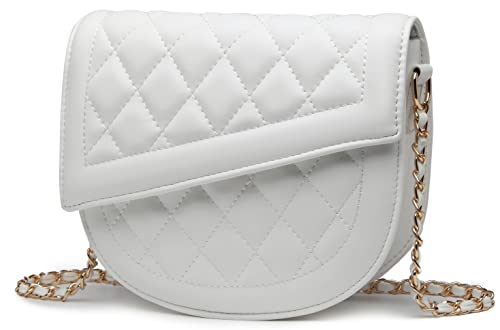 Ysaok Women Flap Crossbody Purses Over the Shoulder Chain Bags Vegan Leather Handbags (White)