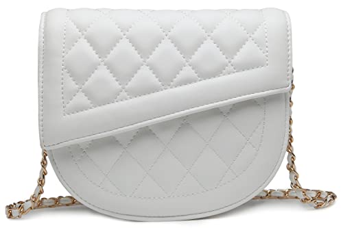 Ysaok Women Flap Crossbody Purses Over the Shoulder Chain Bags Vegan Leather Handbags (White)