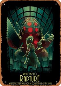 ysirseu the classic arcade video game poster metal tin sign bioshock bioshock wall art decor tin sign-8x12inch