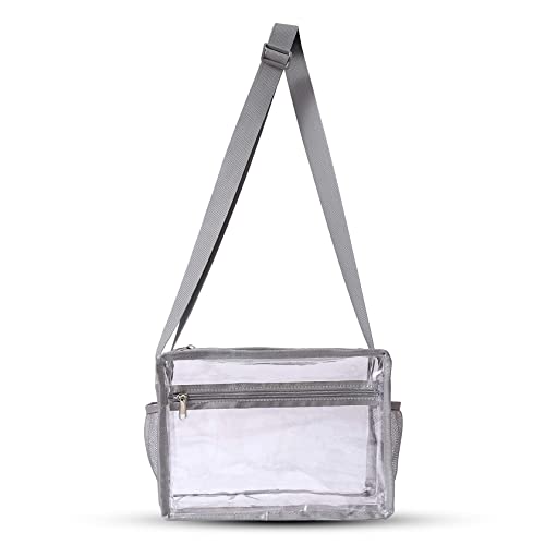 Clear Messenger Bag, Stadium Approved Clear Crossbody Purse for Women Men, Clear Tote Bag with 2 Compartments