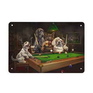 vintage signs metal-dogs playing pool metal sign – vintage poster plaque sign home restaurant kitchen wall decor best family decor gift 8x12 inch…