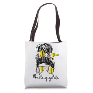 baller gigi life softball baseball gigi grandma tote bag