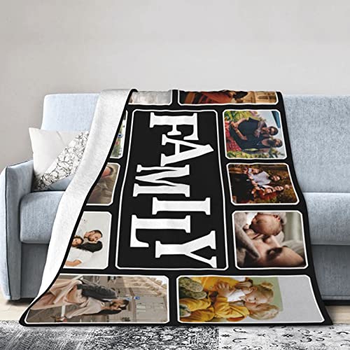 OTHERCRAZY Custom Family Blankets with Photos ,Making Memories Souvenir Throw Blanket with Photos,Personalized Birthday Gift for Family