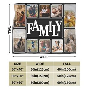 OTHERCRAZY Custom Family Blankets with Photos ,Making Memories Souvenir Throw Blanket with Photos,Personalized Birthday Gift for Family