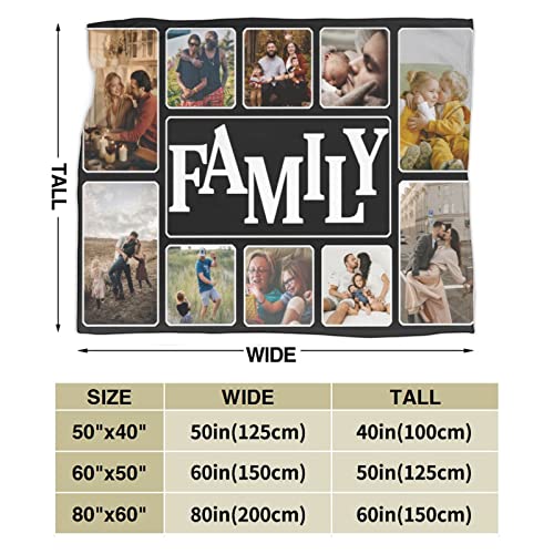 OTHERCRAZY Custom Family Blankets with Photos ,Making Memories Souvenir Throw Blanket with Photos,Personalized Birthday Gift for Family