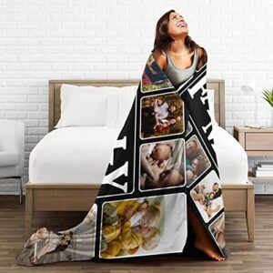 OTHERCRAZY Custom Family Blankets with Photos ,Making Memories Souvenir Throw Blanket with Photos,Personalized Birthday Gift for Family