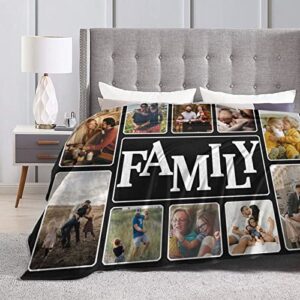 OTHERCRAZY Custom Family Blankets with Photos ,Making Memories Souvenir Throw Blanket with Photos,Personalized Birthday Gift for Family