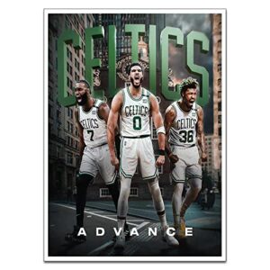 boston celtics posters walls jayson tatum jaylen brown marcus smart poster basketball champion wall art sports superstar poster canvas home office a unique gift sports fans, men, teens 12×18”