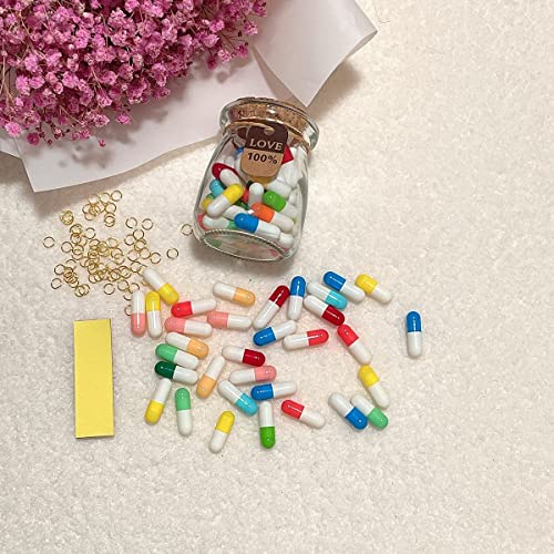 Emlim 50PCS Love Capsules in a Glass Bottles Cute Message Capsules Pills for Boyfriend/Girlfriend & Birthday Christmas Anniversary Graduation Mother's Day Gift