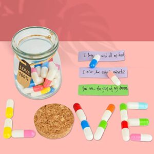 Emlim 50PCS Love Capsules in a Glass Bottles Cute Message Capsules Pills for Boyfriend/Girlfriend & Birthday Christmas Anniversary Graduation Mother's Day Gift