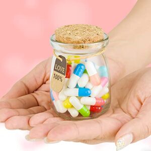 Emlim 50PCS Love Capsules in a Glass Bottles Cute Message Capsules Pills for Boyfriend/Girlfriend & Birthday Christmas Anniversary Graduation Mother's Day Gift