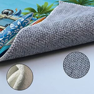 Cartoon Style Minibus and Surfboard Area Rug Carpet for Kids Teen Girls Boys Bedroom, Living Room, Washable Outdoor Indoor Accent Throw Runner Floor Mat Area+Rug 6FT(Round)