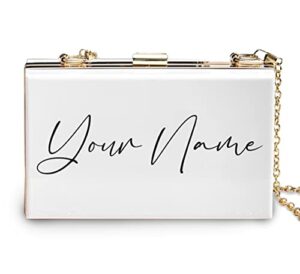 custom clutch bag add your text bridal shower engagement gift shoulder acrylic handbag women purse