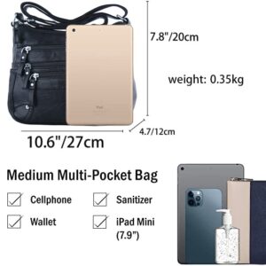 ELDA 10 Pockets Crossbody Purses for Women Medium Pocketbooks Lightweight Ladies Satchel Bag Multi Pocket Shoulder Handbag