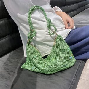 Sparkly Rhinestone Evening Bags for Womens, Chic Crystal Evening Purse Shiny Hobo bags Handbag Green