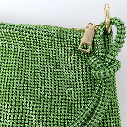 Sparkly Rhinestone Evening Bags for Womens, Chic Crystal Evening Purse Shiny Hobo bags Handbag Green