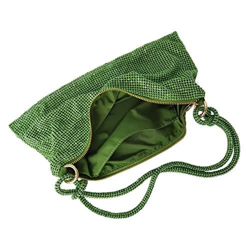 Sparkly Rhinestone Evening Bags for Womens, Chic Crystal Evening Purse Shiny Hobo bags Handbag Green