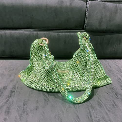 Sparkly Rhinestone Evening Bags for Womens, Chic Crystal Evening Purse Shiny Hobo bags Handbag Green