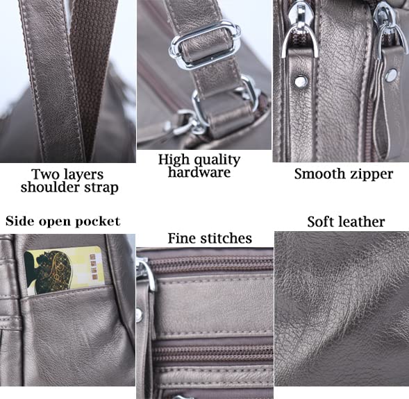 ELDA 10 Pockets Crossbody Purses for Women Medium Pocketbooks Lightweight Ladies Satchel Bag Multi Pocket Shoulder Handbag