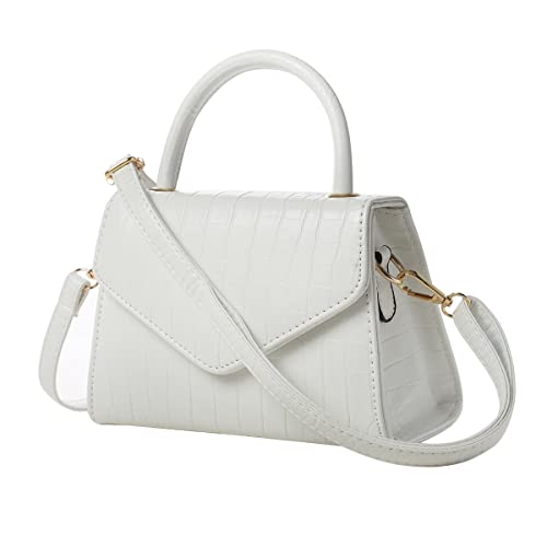 YDSIII White Bag,Mini Bag with Trendy Small Handbags Crocodile Pattern Classic Shoulder Bag Handbag