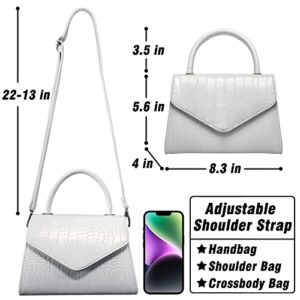 YDSIII White Bag,Mini Bag with Trendy Small Handbags Crocodile Pattern Classic Shoulder Bag Handbag