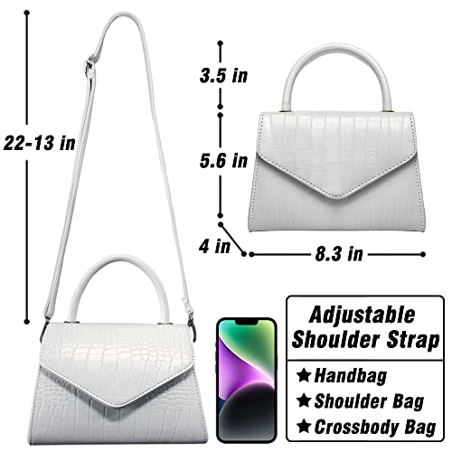 YDSIII White Bag,Mini Bag with Trendy Small Handbags Crocodile Pattern Classic Shoulder Bag Handbag