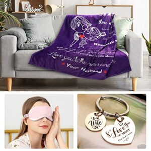 TMEOIIPY Gifts for Wife from Husband to My Wife Blanket, Romantic Wife Gifts for Wedding Anniversary Birthday Christmas Valentine's Mother's Day, Throw Blanket Gifts for Her -Purple