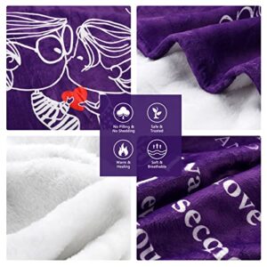 TMEOIIPY Gifts for Wife from Husband to My Wife Blanket, Romantic Wife Gifts for Wedding Anniversary Birthday Christmas Valentine's Mother's Day, Throw Blanket Gifts for Her -Purple