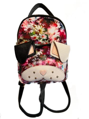 Betsey Johnson Kitsch Mini Pastel Backpack Floral Pug Puppy Dog Design Great Gift Idea Women's Fashion Bag Tote Handbag Purse