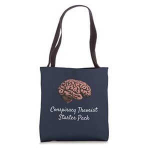 conspiracy theorist starter pack tote bag