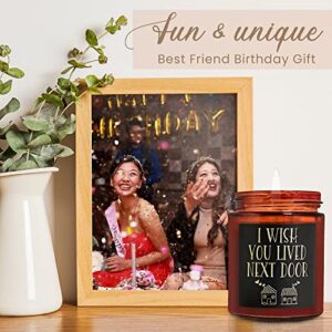 Briojoy Birthday Gifts for Women - I Wish You Lived Next Door Scented Candle - Cute Friendship Candles for Men, Best Friend - Gifts for Her, Mom, BFF, Sister - Fun Housewarming Candle Gifts