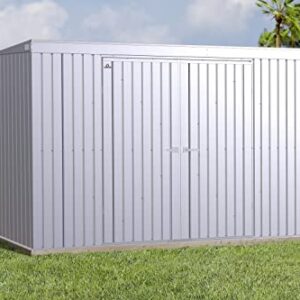 Arrow Shed Elite 10' x 4' Outdoor Lockable Pent Roof Steel Storage Shed Building, Silver