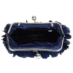 JAMBHALA Clutch Evening Handbags Floral Appliques Clutch Purses for Women (Navy blue)